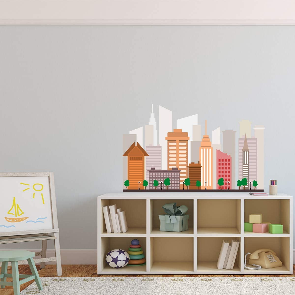 VWAQ Cityscape Wall Mural Peel and Stick Skyline Decal - NA23 - Walmart.com