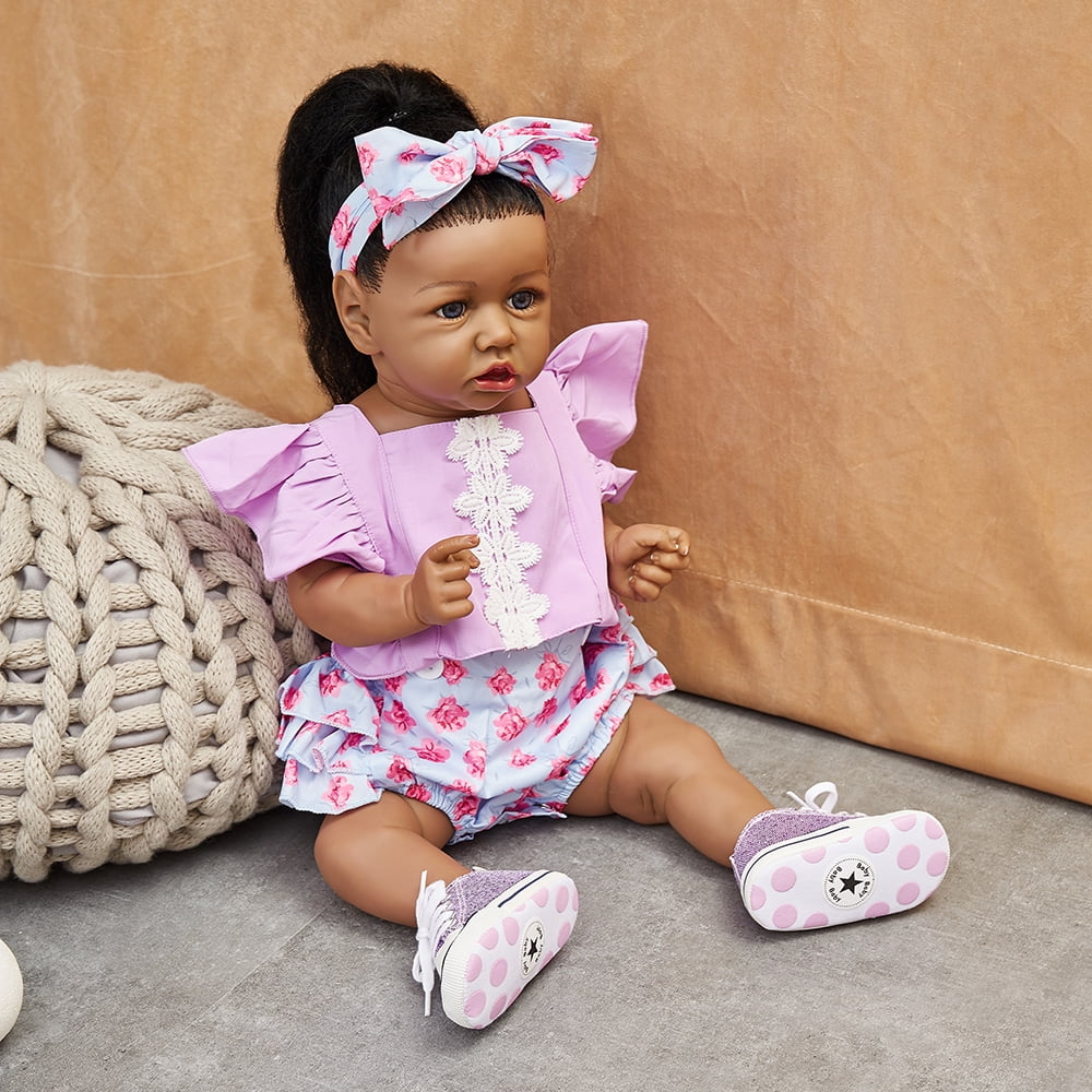 Takanini Reborn Baby Dolls African American Lifelike Silicone Limbs ...