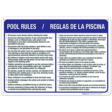 Pool Rules Sign Bilingual, Spanish English, - Walmart.com