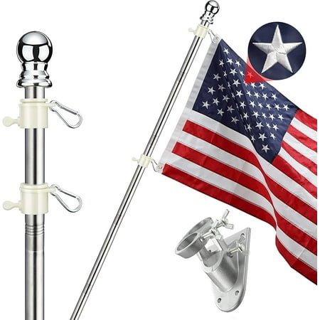 Flag Pole Kit for House, 5FT Flag Pole with Wall Mounted Bracket and ...