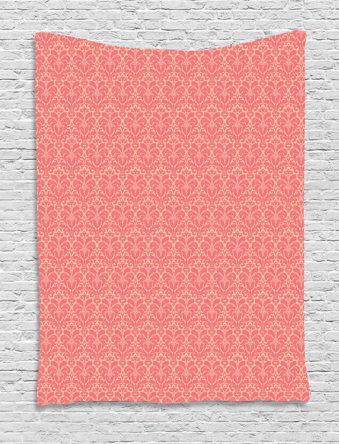 Damask Tapestry, Vintage Continuous Monochrome Flowers Leaves Baroque ...