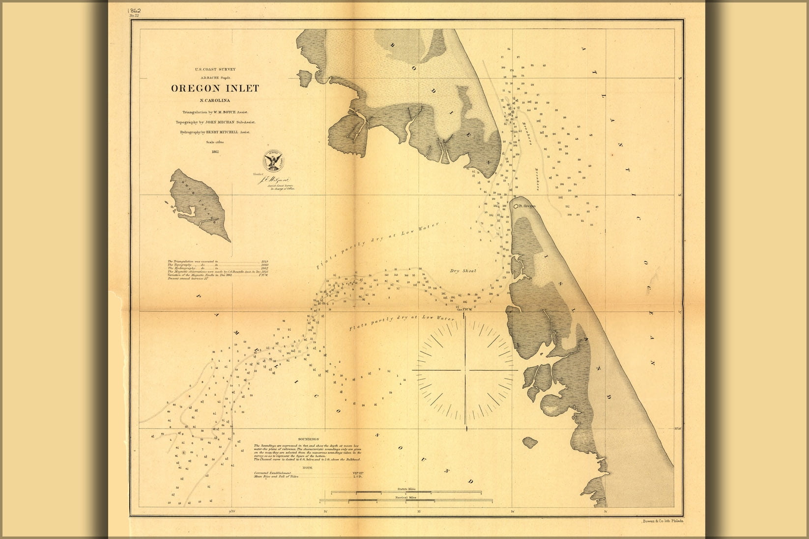 24"x36" Gallery Poster, map of Oregon Inlet north Carolina 1862 ...