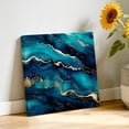 Blue Bronzing Marble Canvas Wall Art for Living Room, Fluid Modern ...