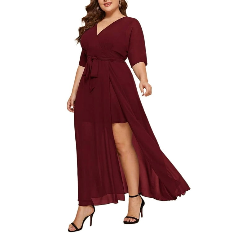 Plus Size Double Split Maxi Dress With Spikes