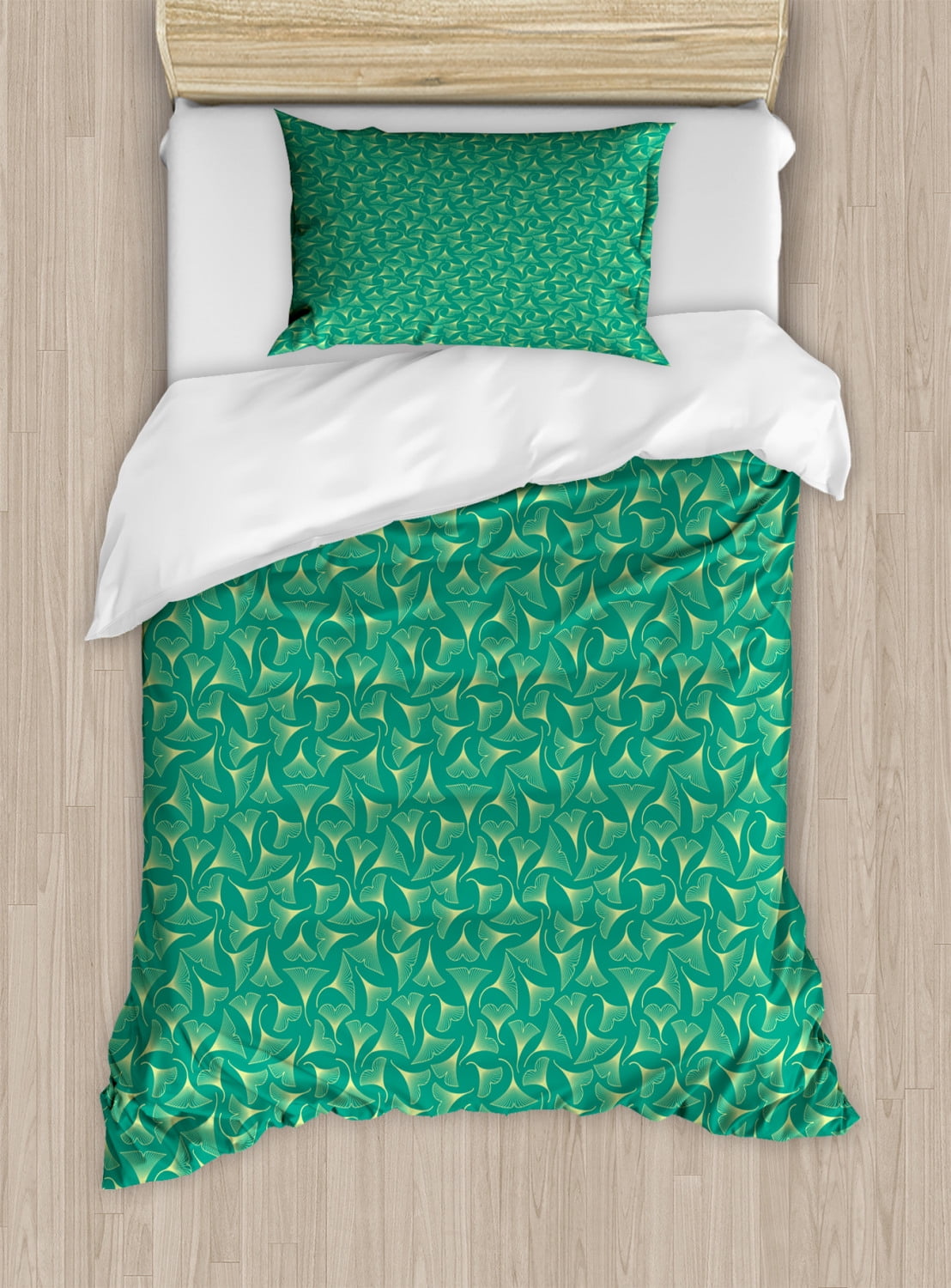 Gingko Duvet Cover Set Twin Size, Biloba Leaves Traditional Plants ...