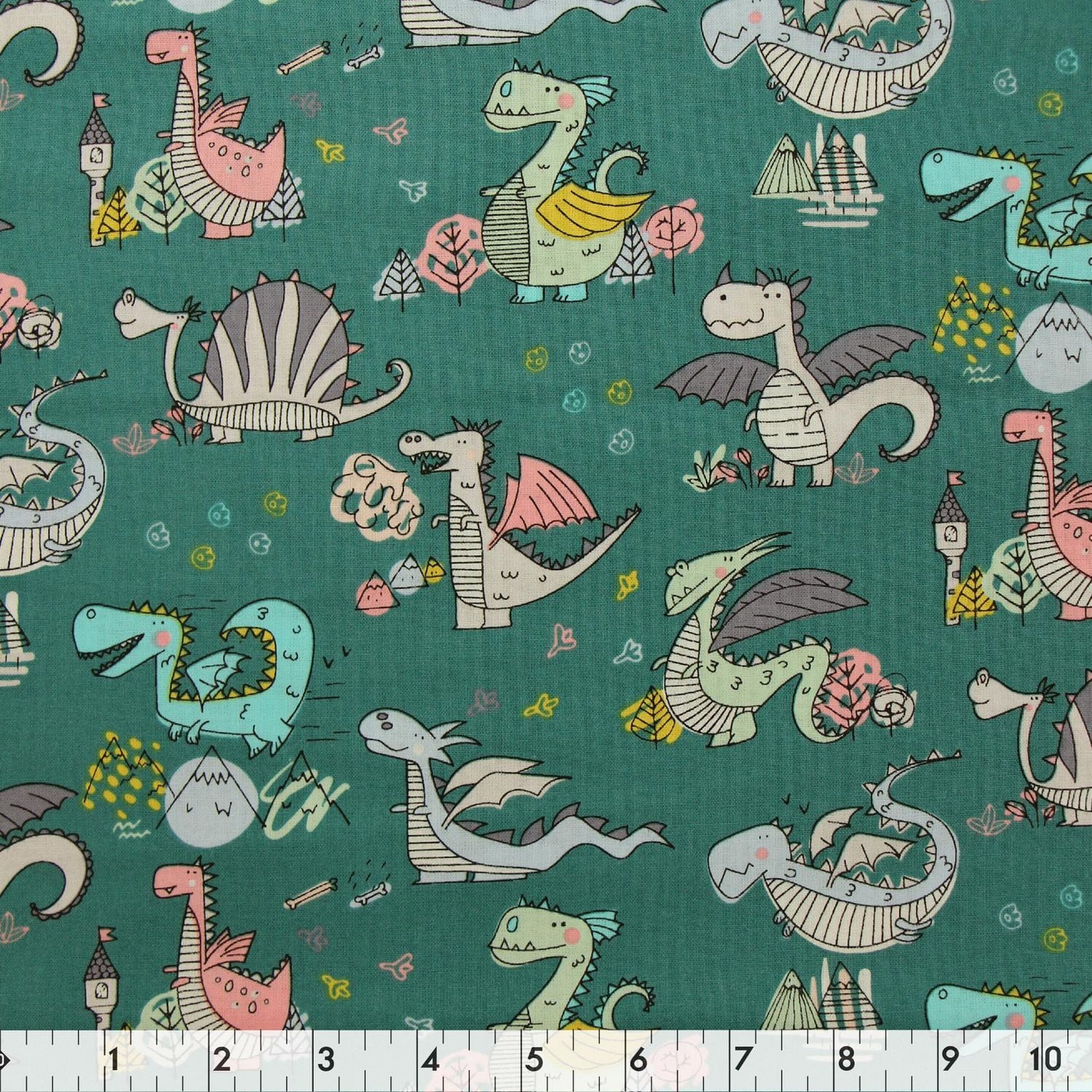 Click here for Fabric Creations Dark Turq Dragon Life Cotton Fabr... prices