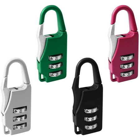 4 Pack Colorful Mini Combination Padlock, 3 Digit Small Padlock Keyless ...
