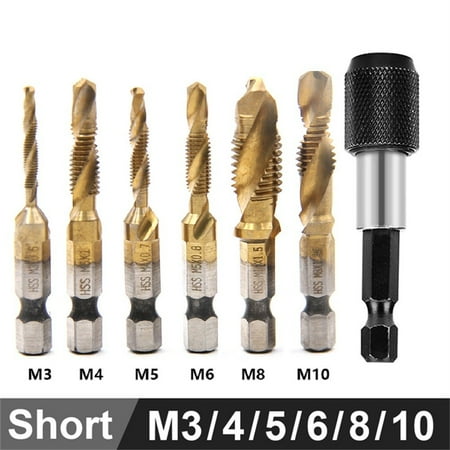 7PC/SET Combination Drill Tap Bit HSS Screw Thread Metric Tapping for ...