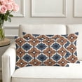Brown Flower Pillow Covers Set of 4, Vintage Blue Color Blocks Abstract ...