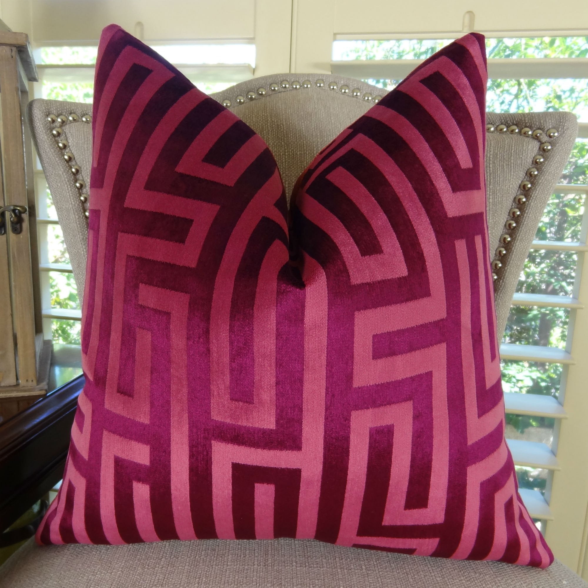 Thomas Collection Fuchsia Velvet Greek Trellis Luxury Larry Laslo ...