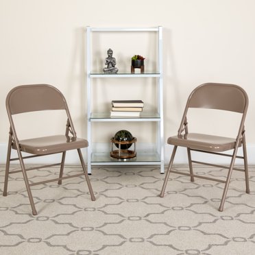 Flash Furniture HERCULES Series Double Braced Beige Metal Folding Chair ...