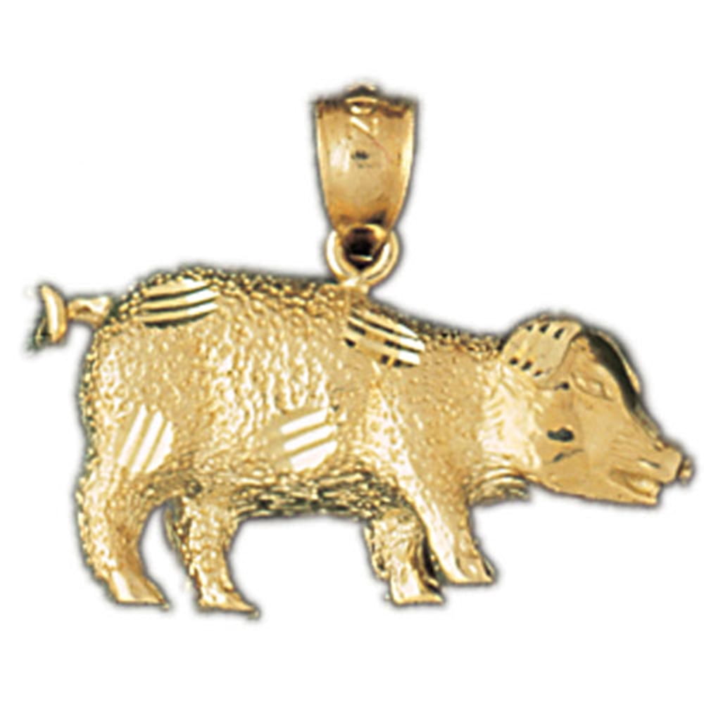 14K Yellow Gold Pig Pendant - 19 mm - Walmart.com