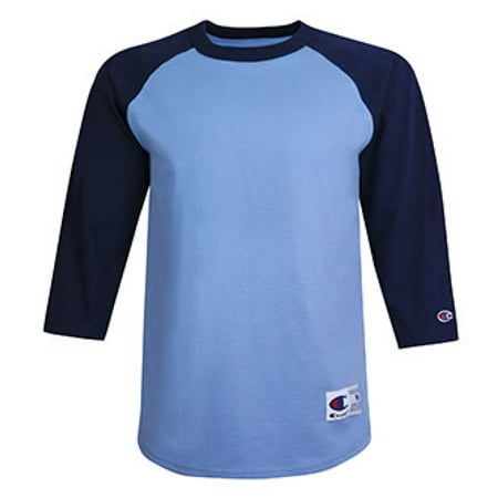 Champion - Men's Raglan Baseball T-Shirt, Light Blue/Navy - 3XL ...