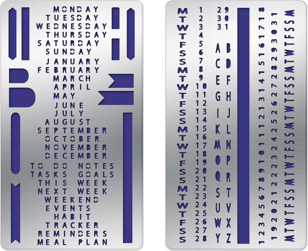 2pcs Week Month Time Planning Form Metal Stencils Templates 4x7 Inch ...