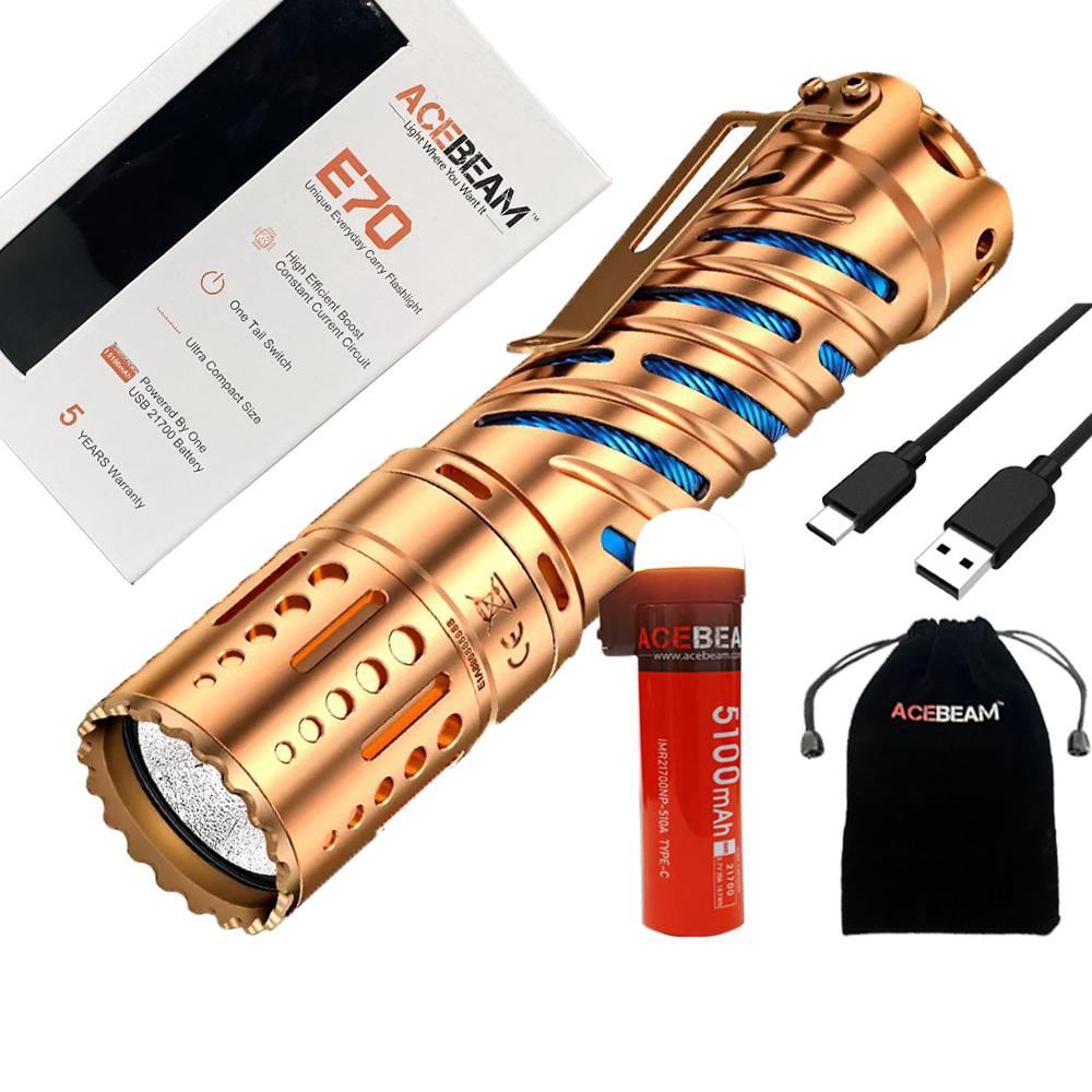 Acebeam E70 Copper LED Flashlight -4600 Lumens -up to 240 meters throw ...