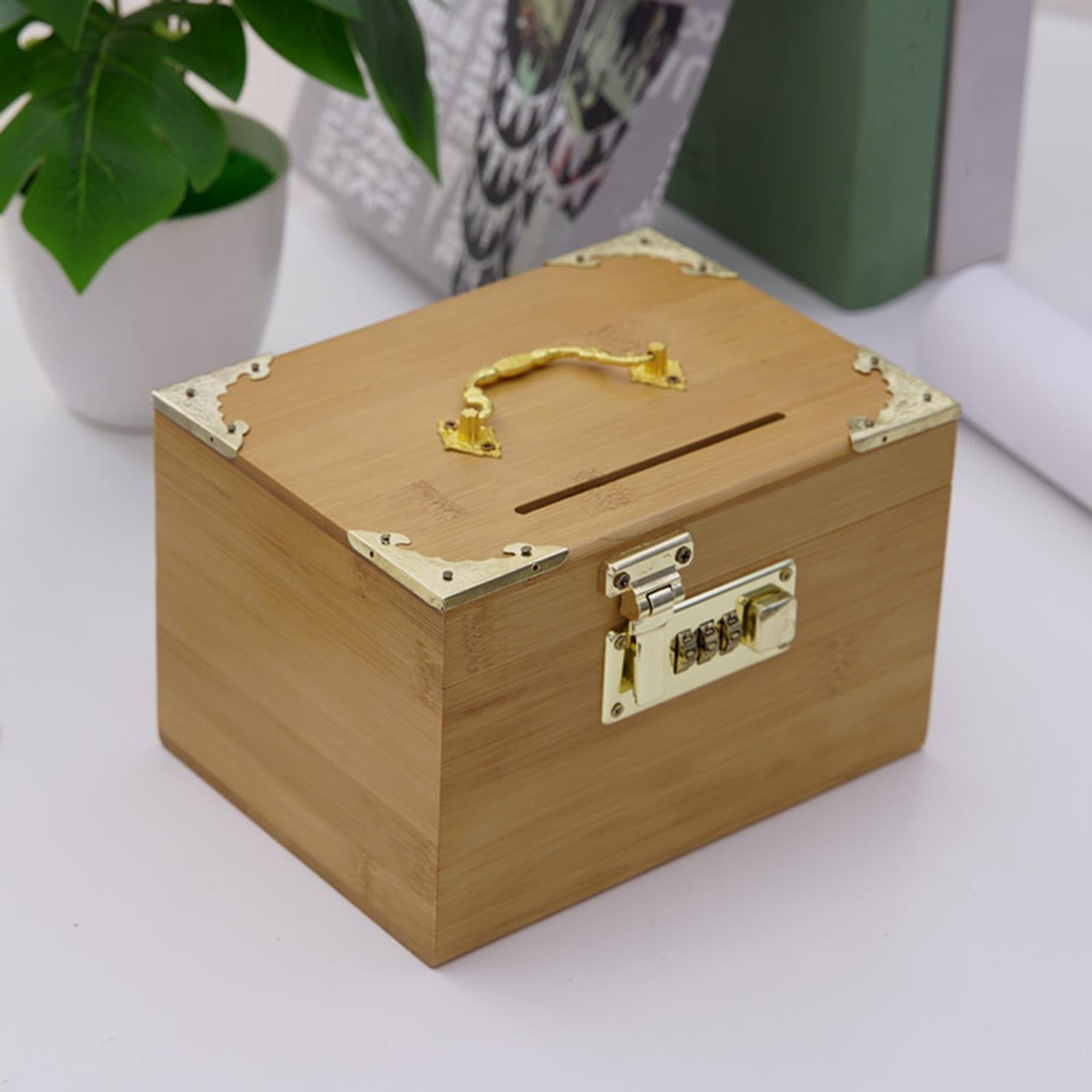 Retro Wooden Piggy with Lockable Lid Box Decorative Storage Box Jelry ...