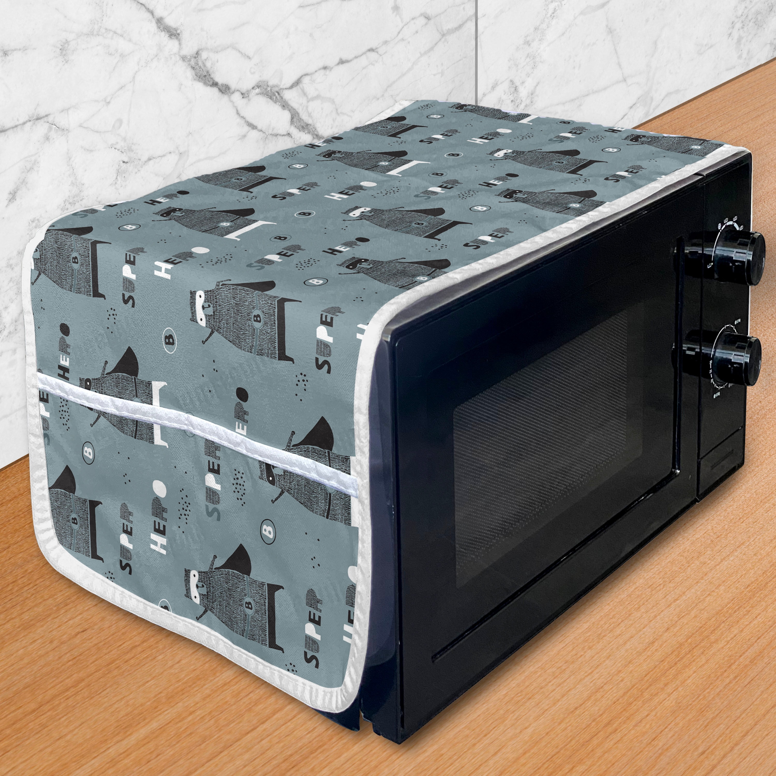 Cartoon Microwave Oven Cover, Super Hero Typography Funny Bears in ...