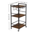 3-Tier Rolling Bar Cart, Rustic Wood Kitchen Serving Cart with Wine ...