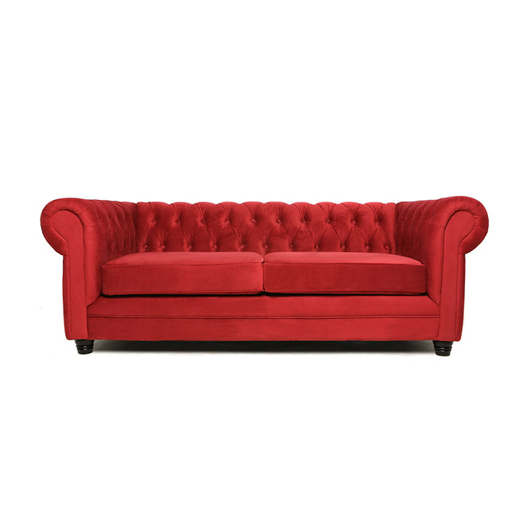 Sofá Chesterfield 3C Felpa Rojo | Knasta Chile