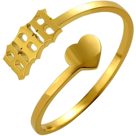 Angel Number Ring Gold Rings for Women Girls 18K Gold Plated Number ...