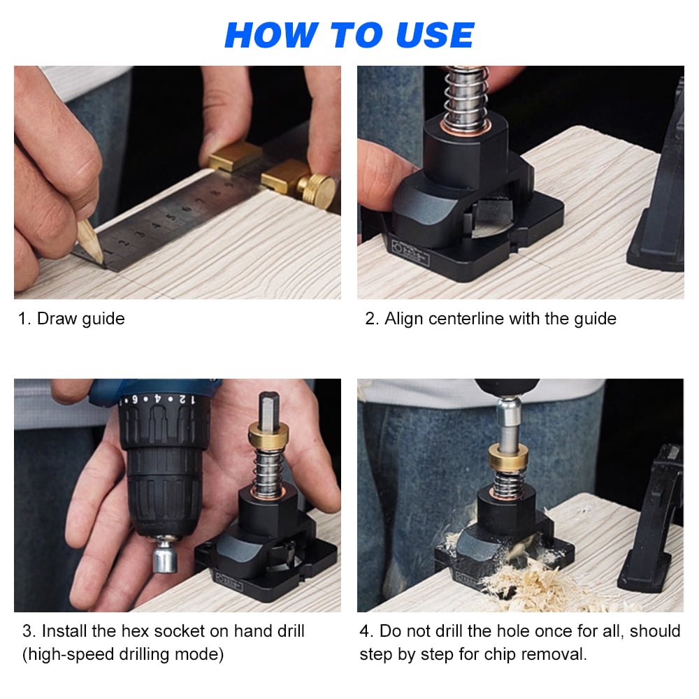 Guide 35mm Concealed Hinge Drilling Jig Hole Guide with Screw Clamp Hex ...