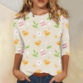 3/4 Length Sleeve Womens Tops Easter Egg Graphic Tees Cute Bunny ...