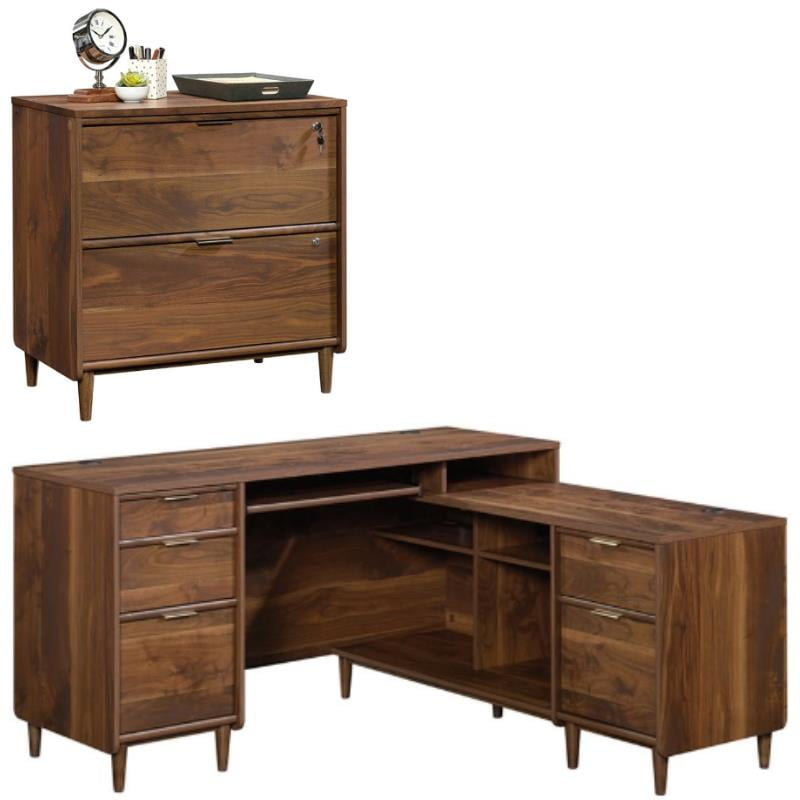Home Square 2-Piece Set with L Shaped Computer Desk & Lateral File ...