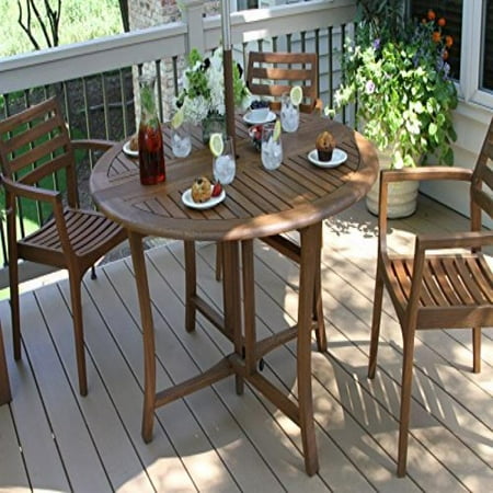 Outdoor Interiors Round Folding Table, 48-Inch, Brown - Walmart.com