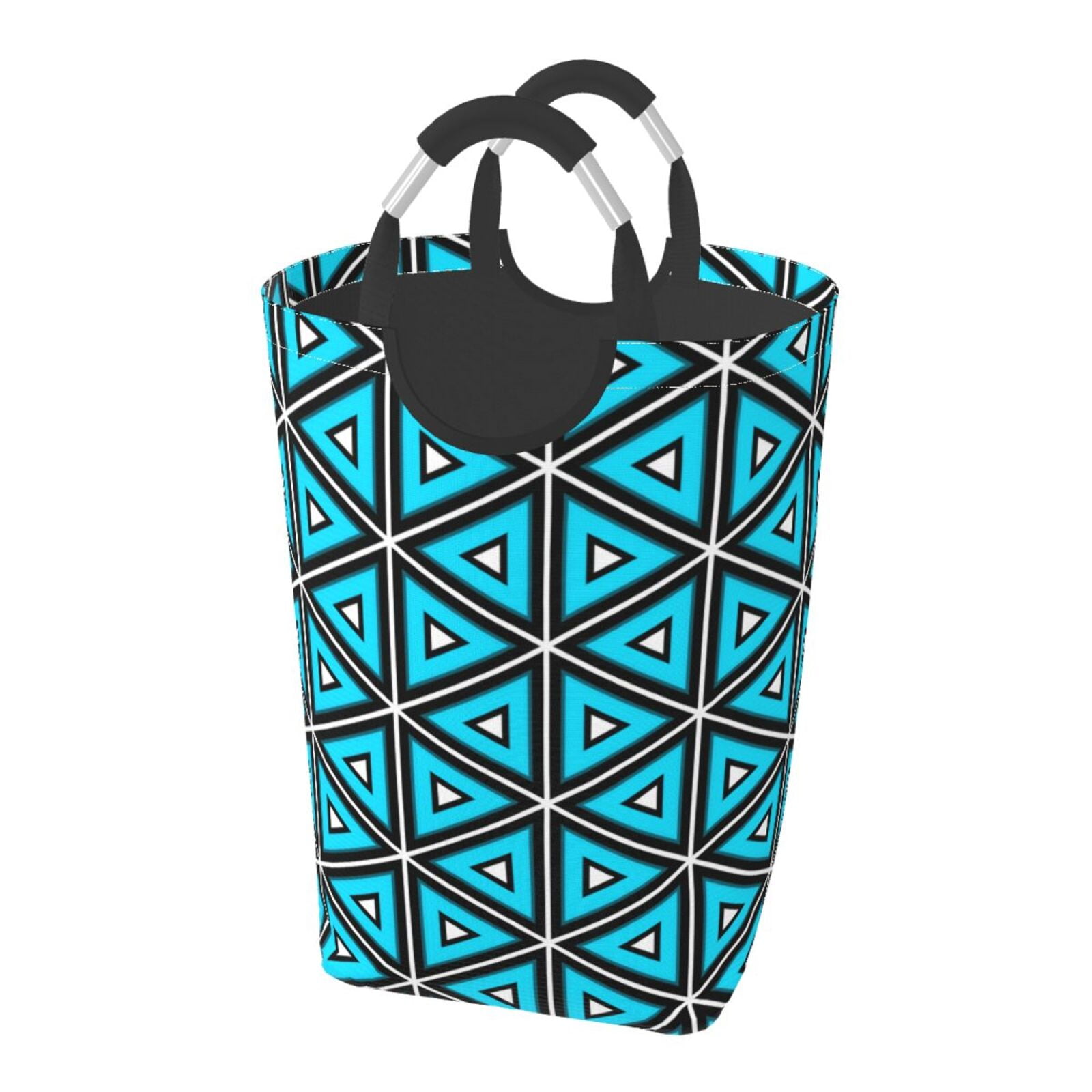 LNWH Laundry Hamper, Blue Texture Geometry Foldable Laundry Basket With ...