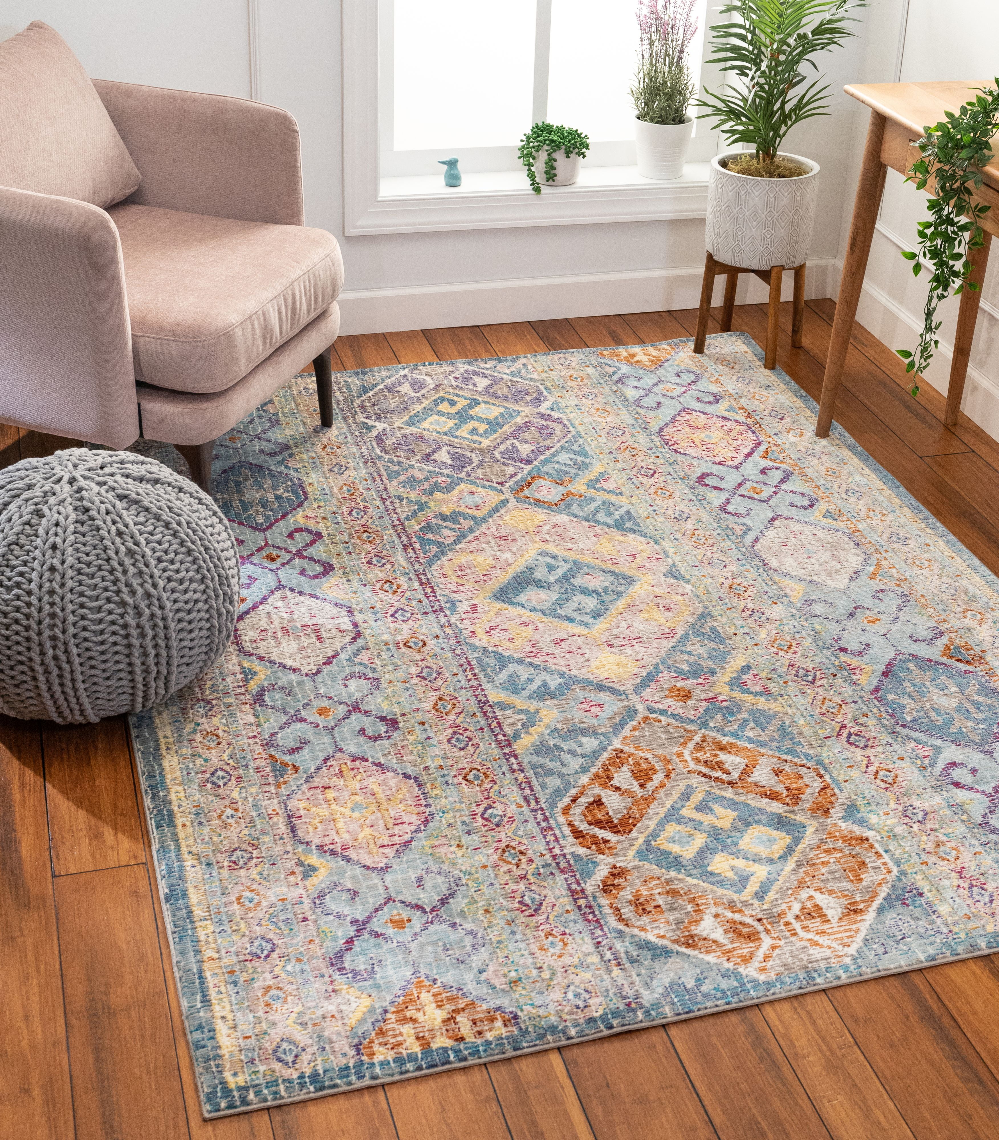 Well Woven Allure Eden Vintage Pastel Southwestern Blue 3'11" x 5'3 ...