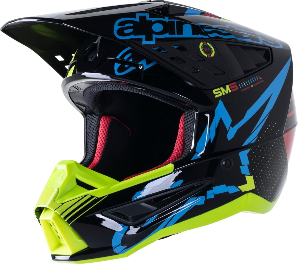 Alpinestars SM5 Action Helmet (Medium, Black/Cyan/Fluo Yellow ...