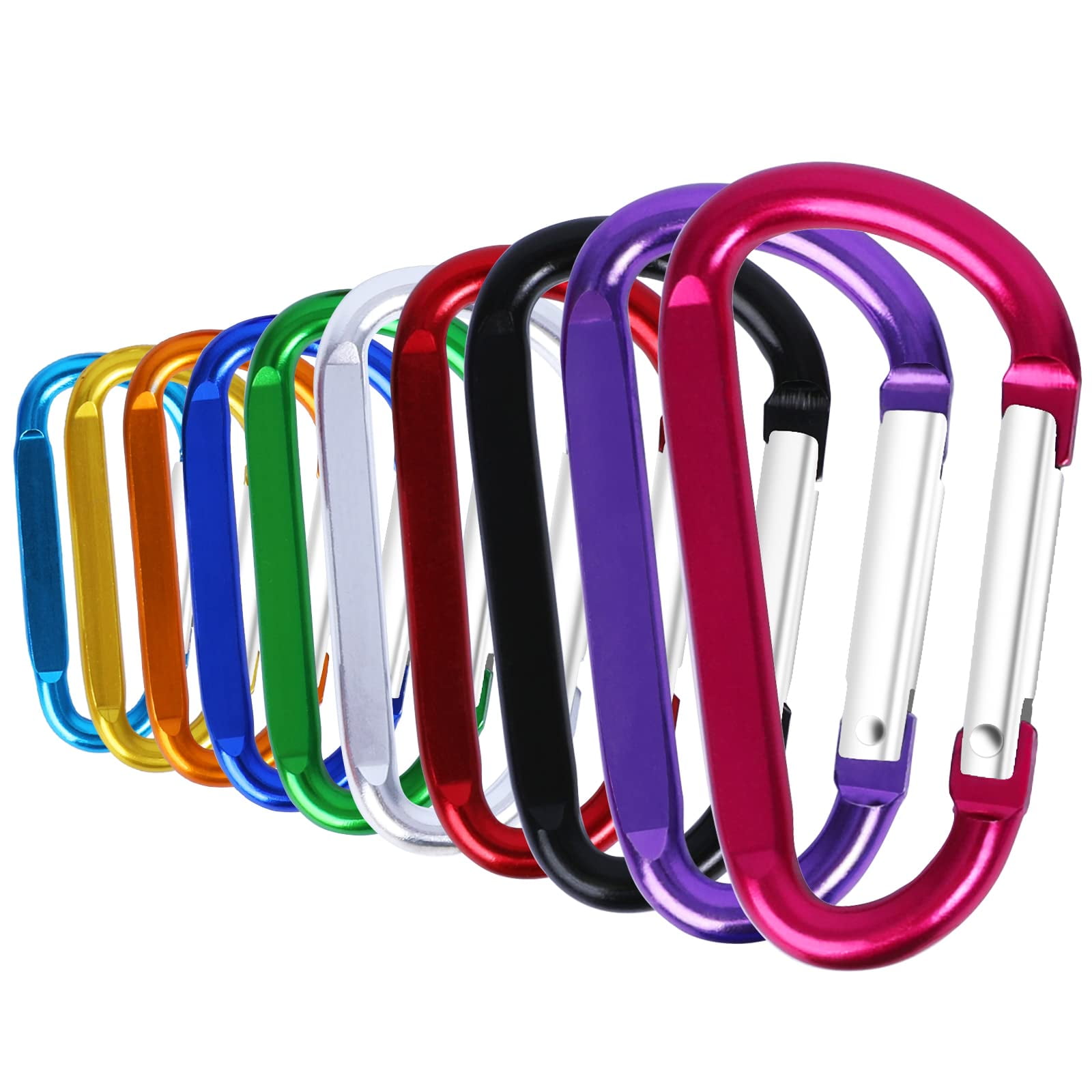 Carabiner 10 Pack - Saiveina Carabiner Clips 8cm Aluminum D-Shaped ...