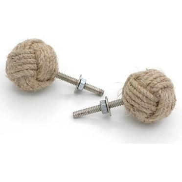 Rii Brand Jute Rope Door Knobs Rustic Decorative Rope Knots Set of 6, 2 ...