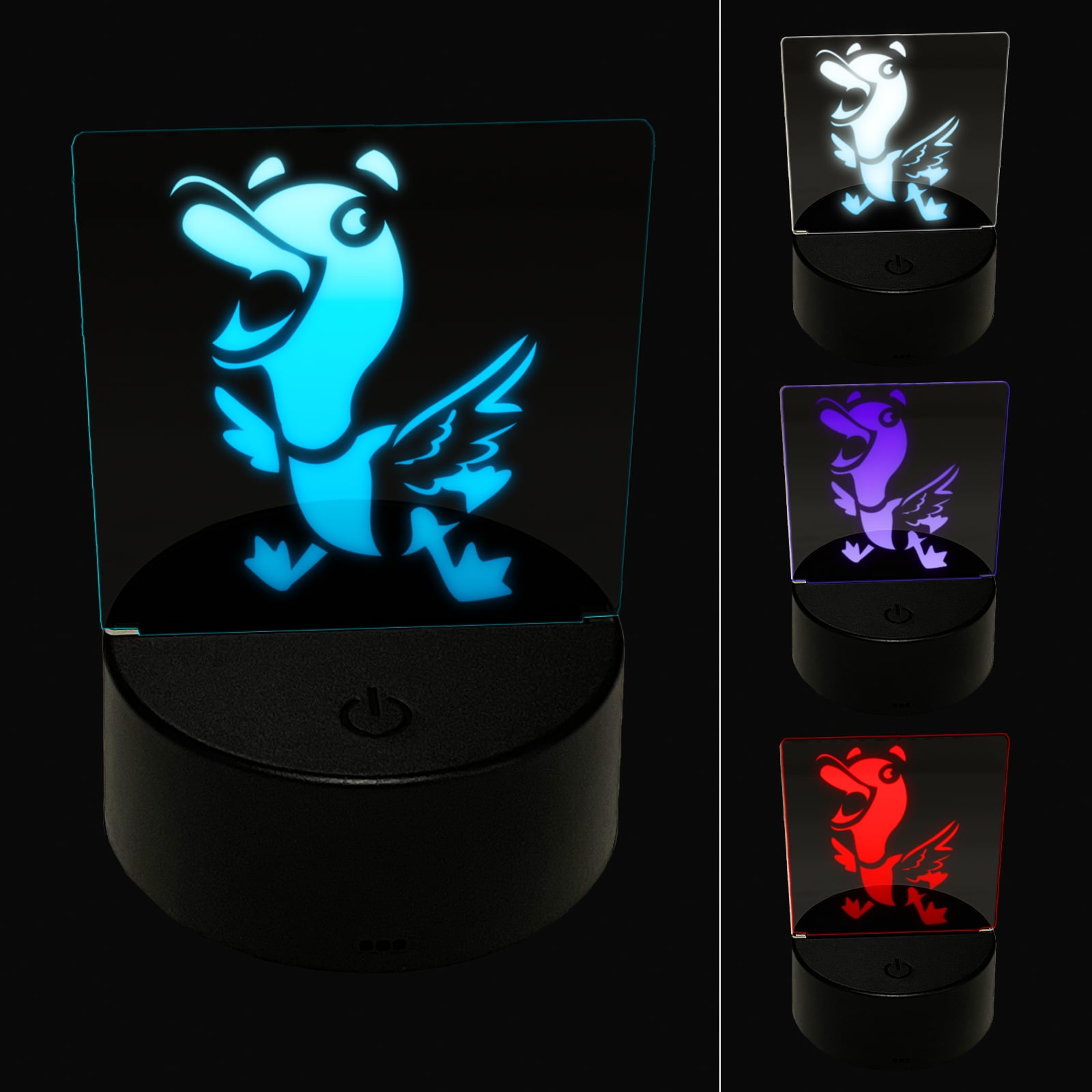 Excited and Happy Mallard Duck Cartoon LED Night Light Sign 3D Illusion ...