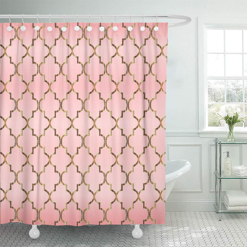 Cynlon Lattice Pink Gold Quatrefoil Pattern Geometric Moroccan