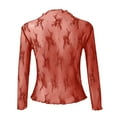 Hajgjp Women Tops Mesh Long Sleeve Layering Top For Women Neck Floral Embroidery Sheer See