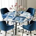 Blue Coastal Round Table Cover, Summer Ocean Shell Crab Ocean ...
