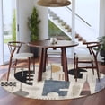 Abstract Graphic 7FT Round Area Rugs for Living Room Vintage Geometric ...