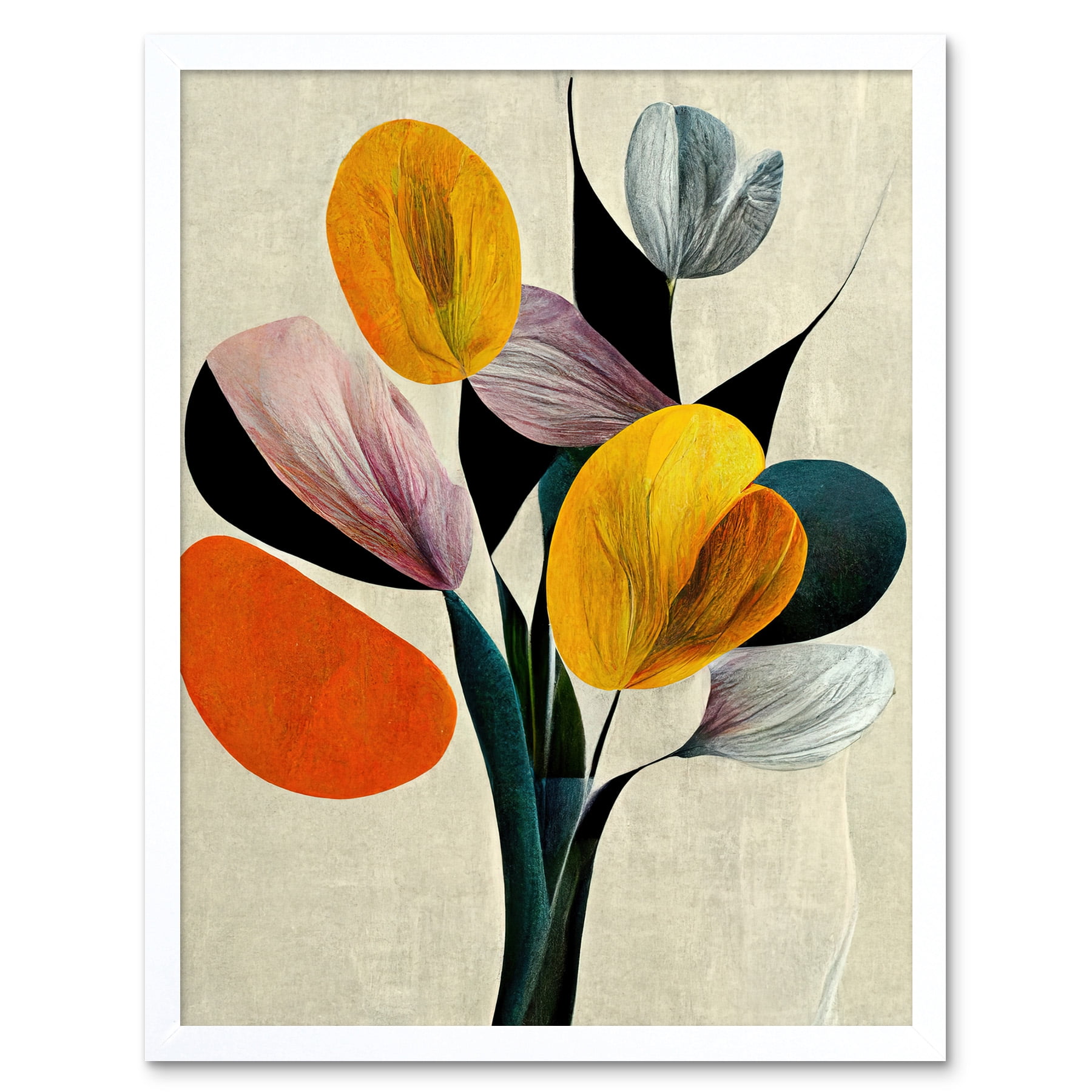 Summer Flowers Floral Bouquet Bold Abstract Boho Illustration Art Print ...