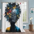 African American Shower Curtain Set with Hooks, Female Portrait ...