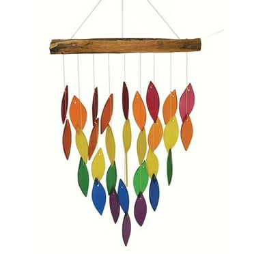 Blue Handworks Glass Wind Chime Deluxe Rainbow Waterfall Wind Chime for ...