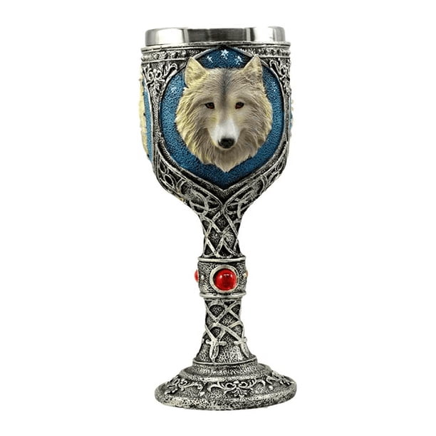 SHAR Blue Remus Gray Celtic Wolf Magic 7oz Wine Chalice Goblet Cup ...