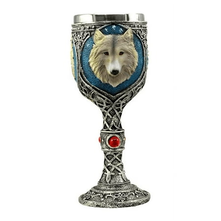 SHAR Blue Remus Gray Celtic Wolf Magic 7oz Wine Chalice Goblet Cup ...