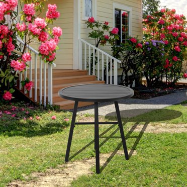 Mayson Outdoor Modern Industrial Acacia Wood Coffee Table, Teak, Black ...