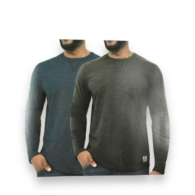 Rugged Elements Mens Sueded Long Sleeve Tee 2 Pack Blue/Gray XL ...