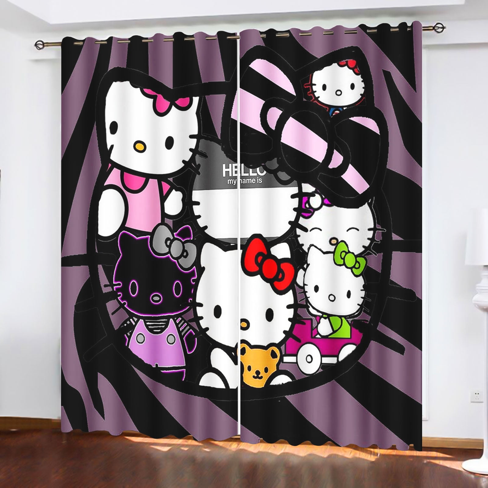 Hello Kitty Curtain Sanrio Cartoon Window Decoration 100% Polyester ...