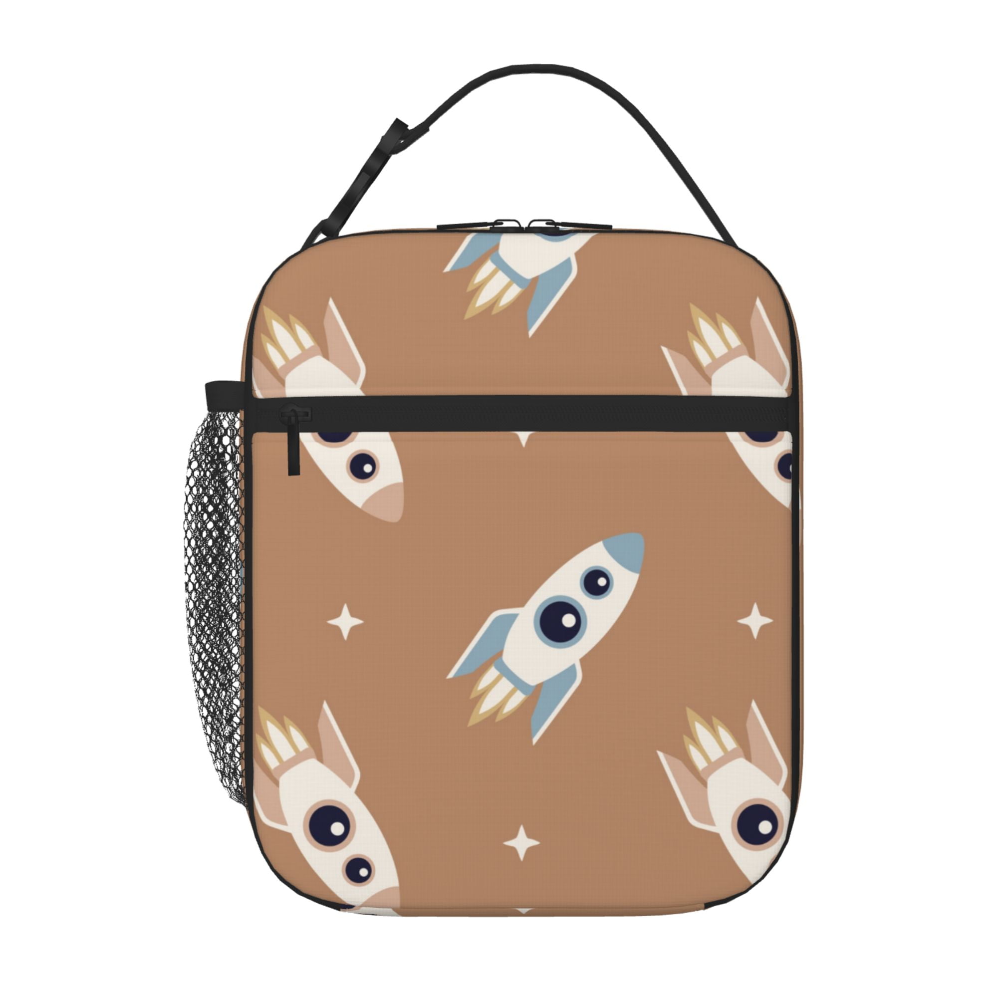 TEQUAN Portable Lunch Bag, Cartoon Spaceship Rocket Pattern Reusable ...