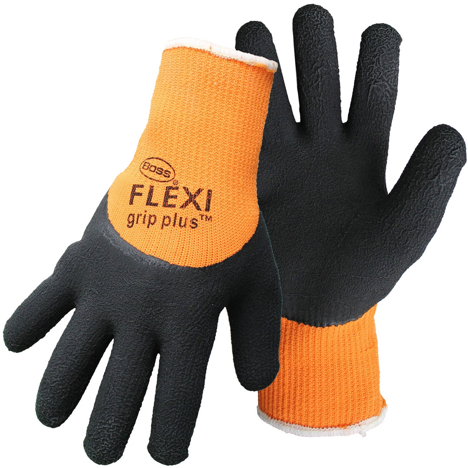 Boss Gloves 7842M Orange Medium Flexi Grip Plus High-Vis Latex ...