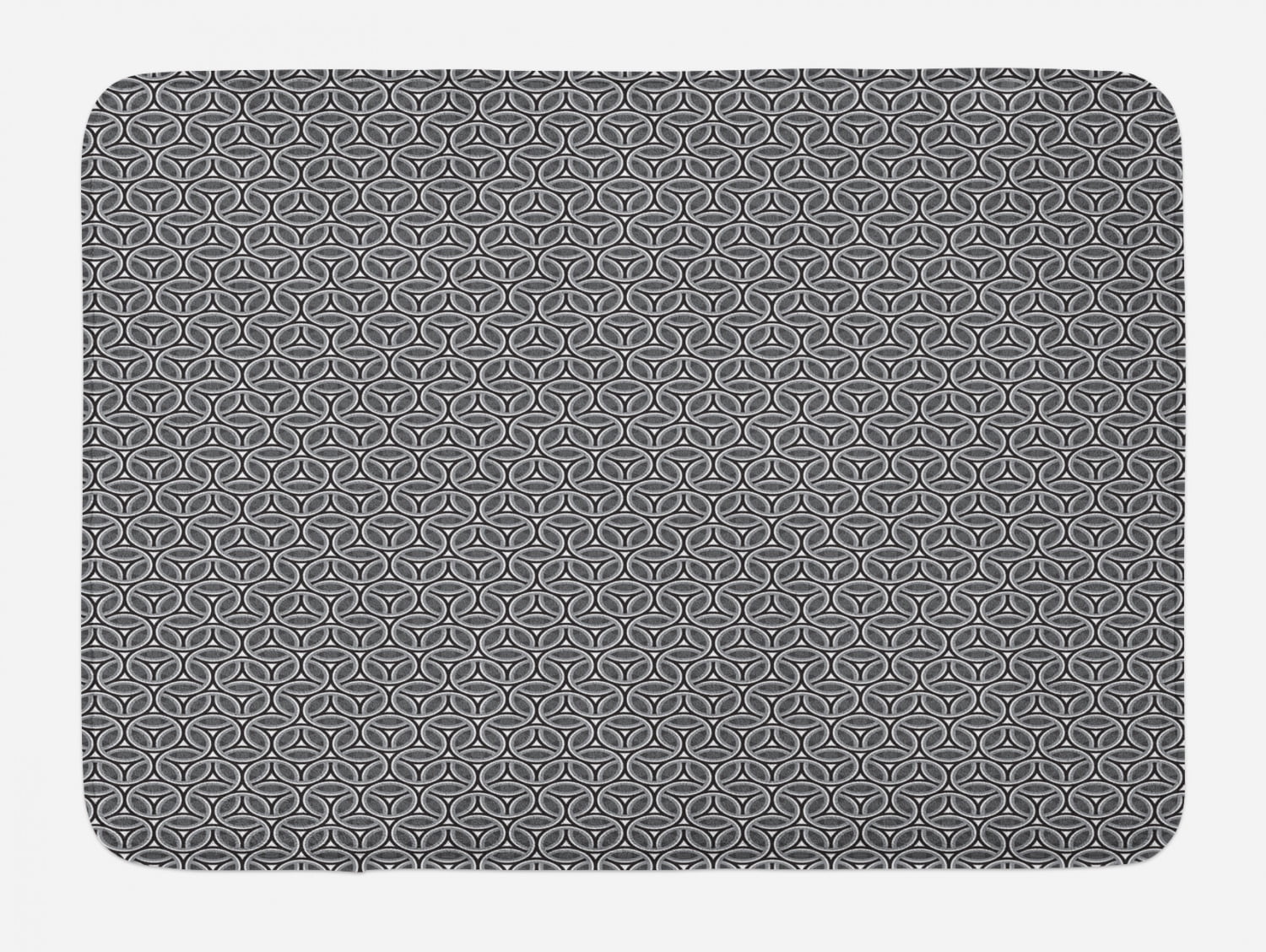 Geometric Bath Mat, Greyscale Circular Honeycomb Pattern and Triangles ...