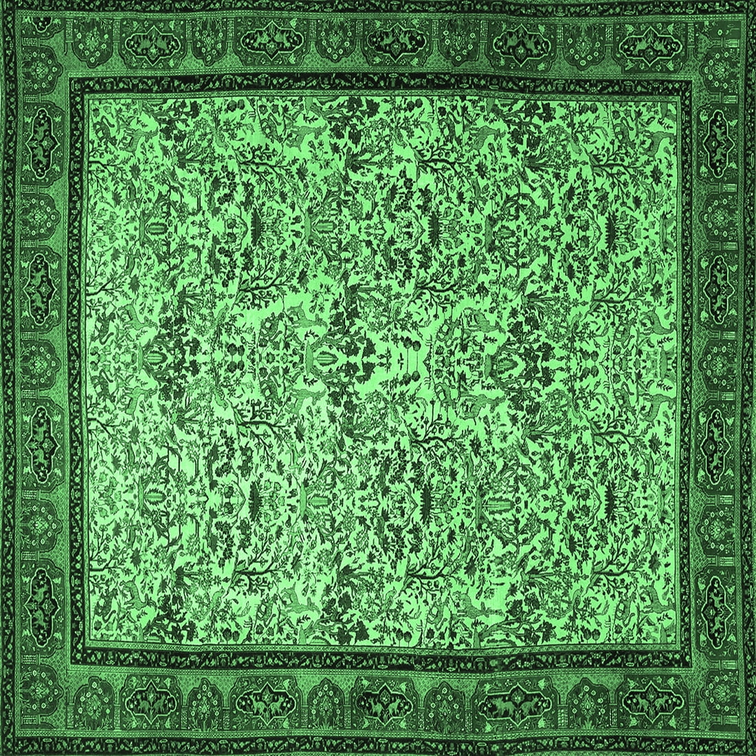 Ahgly Company Indoor Square Persian Emerald Green Traditional Area Rugs ...